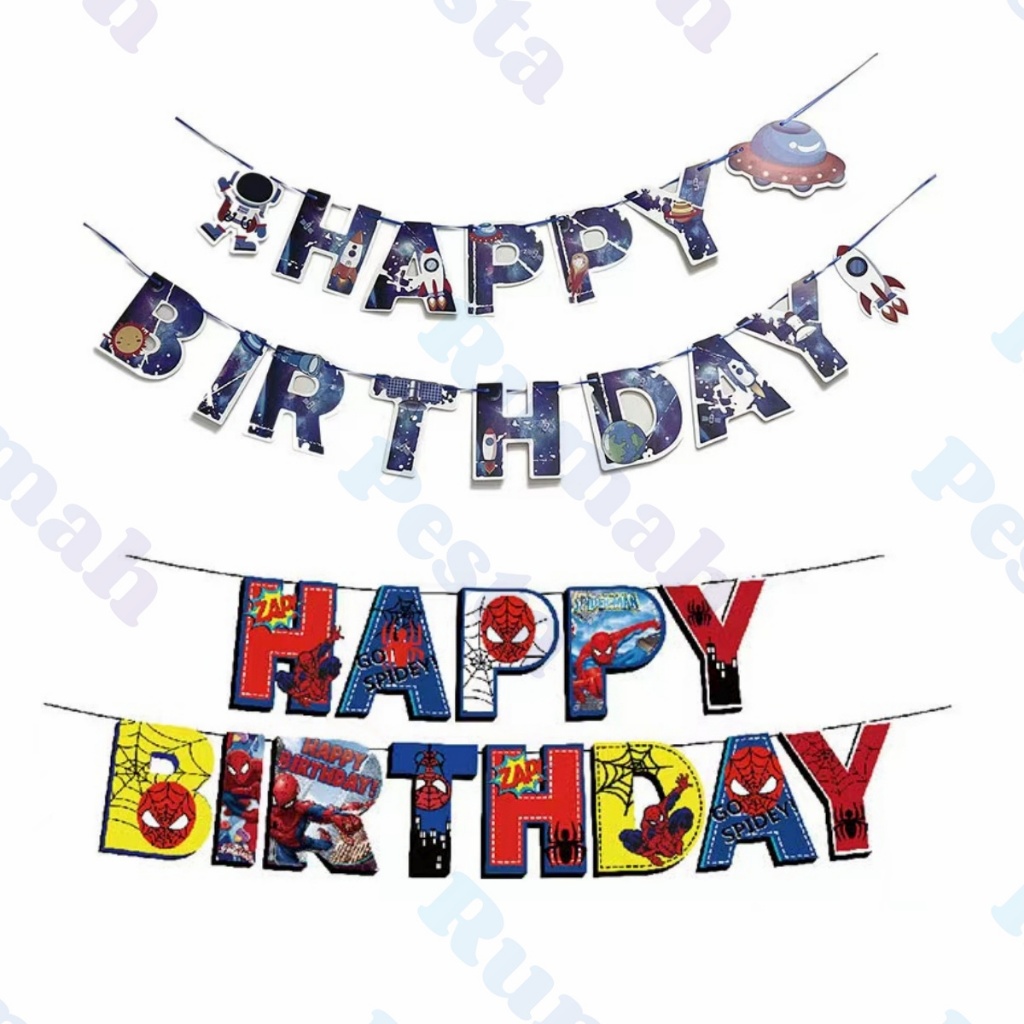 Happy Birthday Character Banner / astronaut HBD Banner / HBD Party Flag ...