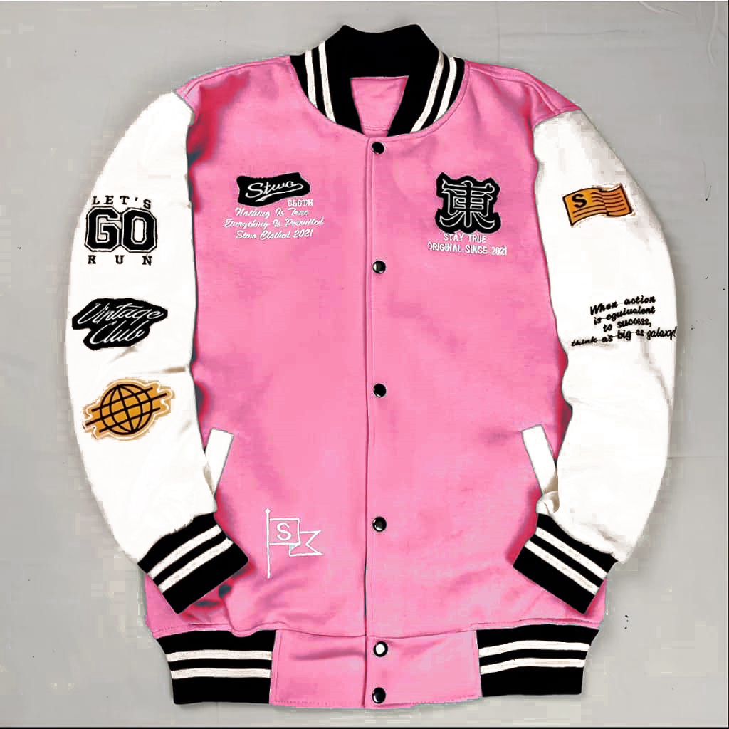 Varsity PINK Jacket - DUSTY PINK BASEBALL Jacket Original Men Women ...