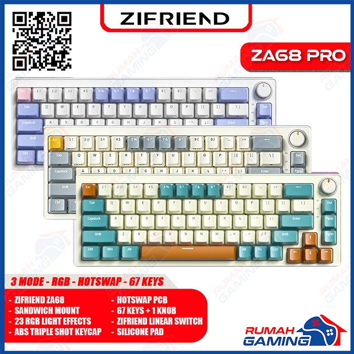 Mechanical KEYBOARD - ZIFRIEND ZA68 PRO - 65% - 3 Modes - RGB - HOTSWAP ...