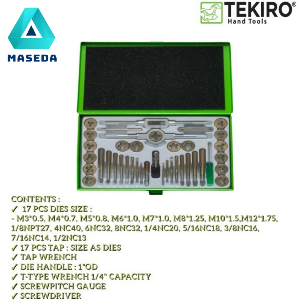 Tekiro Tap and Dies Set 40 Pcs Snai Tools and Senai Bolt Thread Taps | Shopee Malaysia