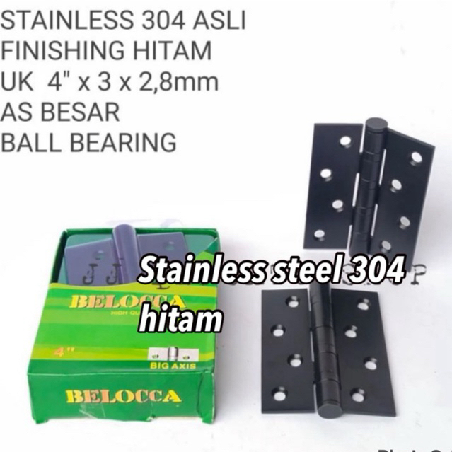 HITAM Door hinge SUS 304 kodai BLACK/ 4 INC HINGE kodai 3 mm THICK ...
