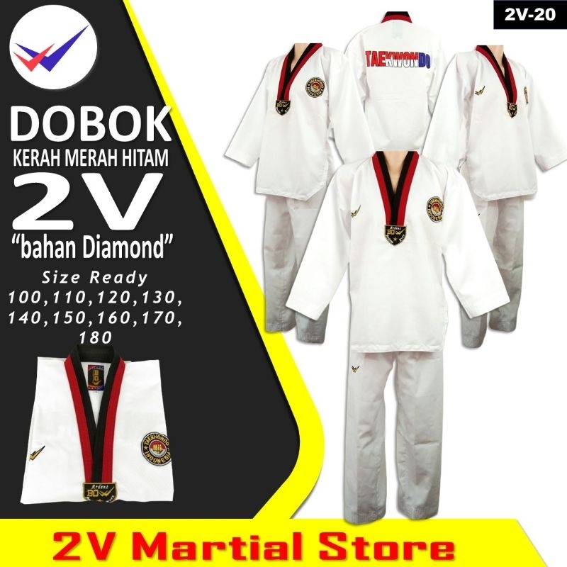 MERAH HITAM PUTIH Dobok uniform taekwondo bow diamond shirt, white ...