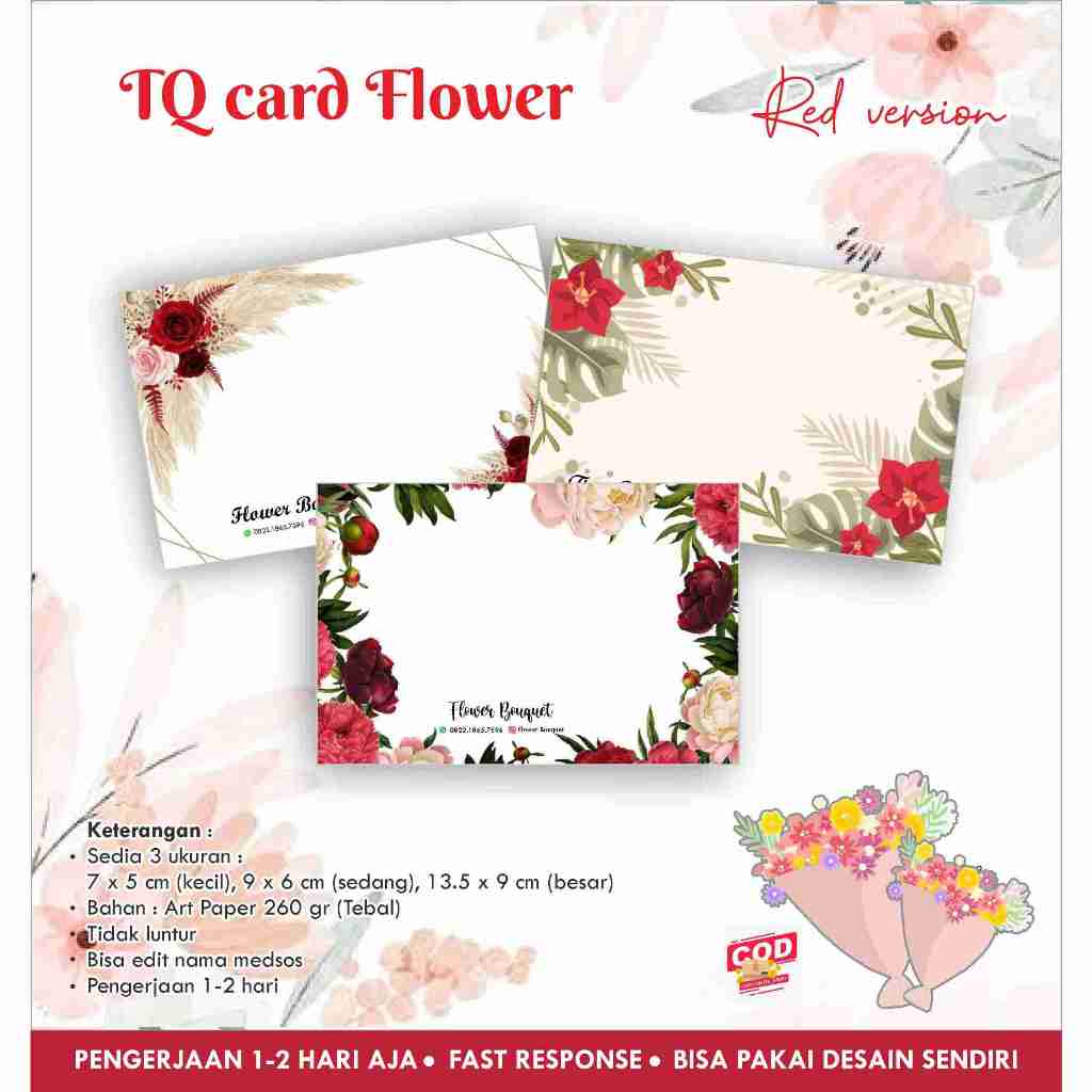 Tq Card Flower / Flower / Thank You Card / Thank You Card RED version ...