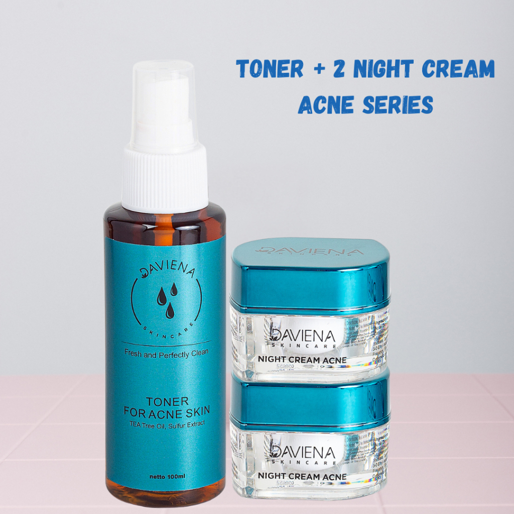 Daviena SKINCARE Save Package Contents 3 (TONER+2 NIGHT CREAM) ACNE ...