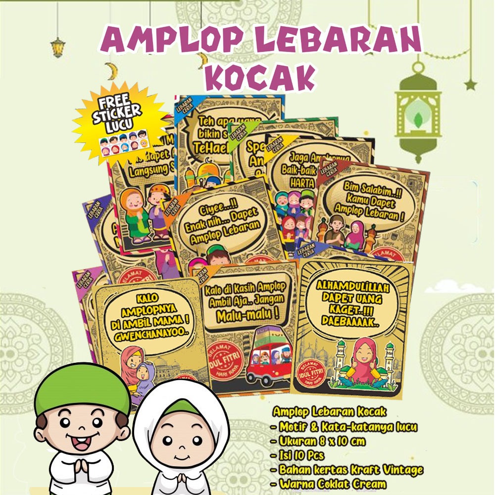 Funny Funny Funny Eid Envelope 1 Set 10 Pcs Eid Envelope Cartoon ...