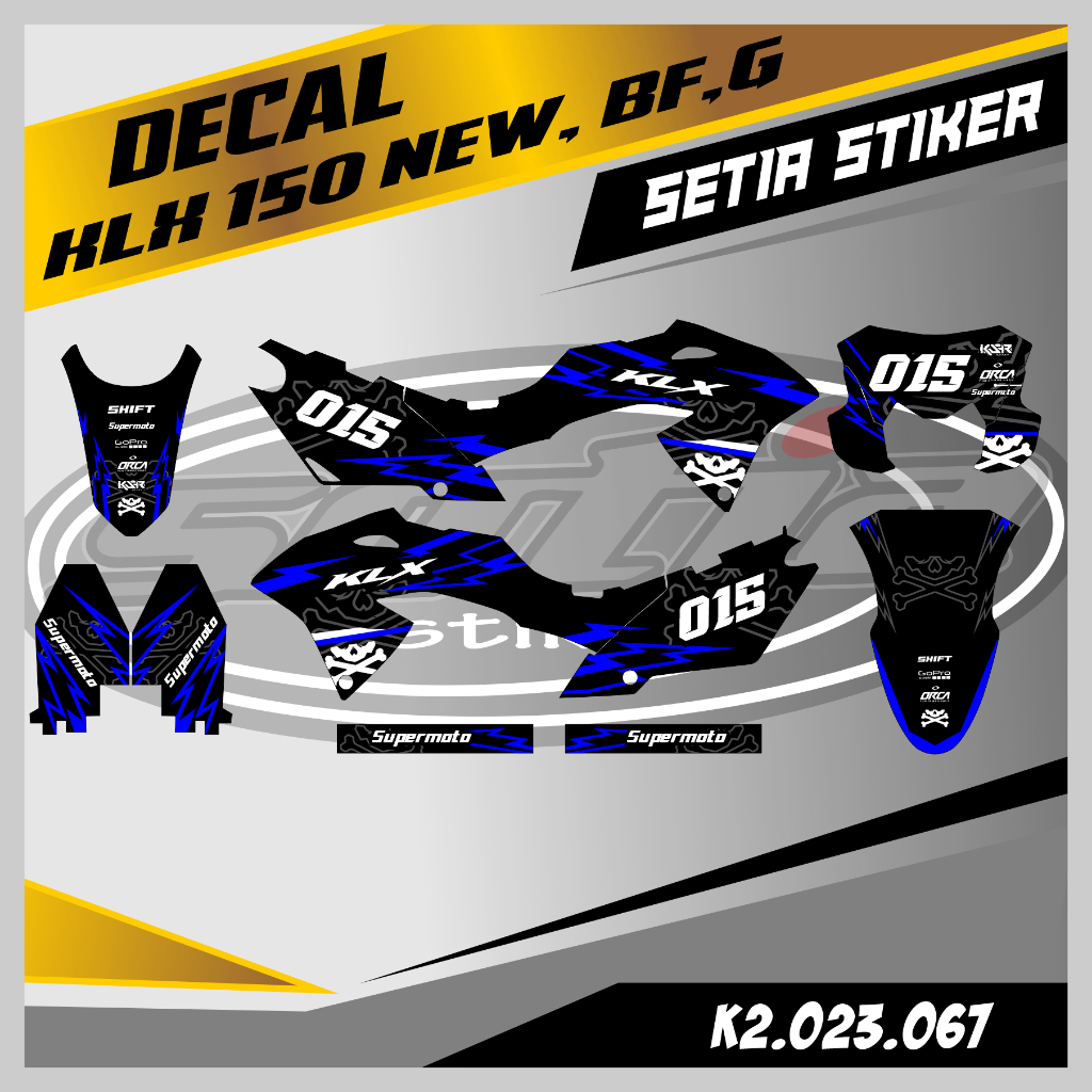 Decal KLX BF 150 NEW, G, SE, FULL BODY, Blue, Cool, SIMPLE, SUPERMOTO ...