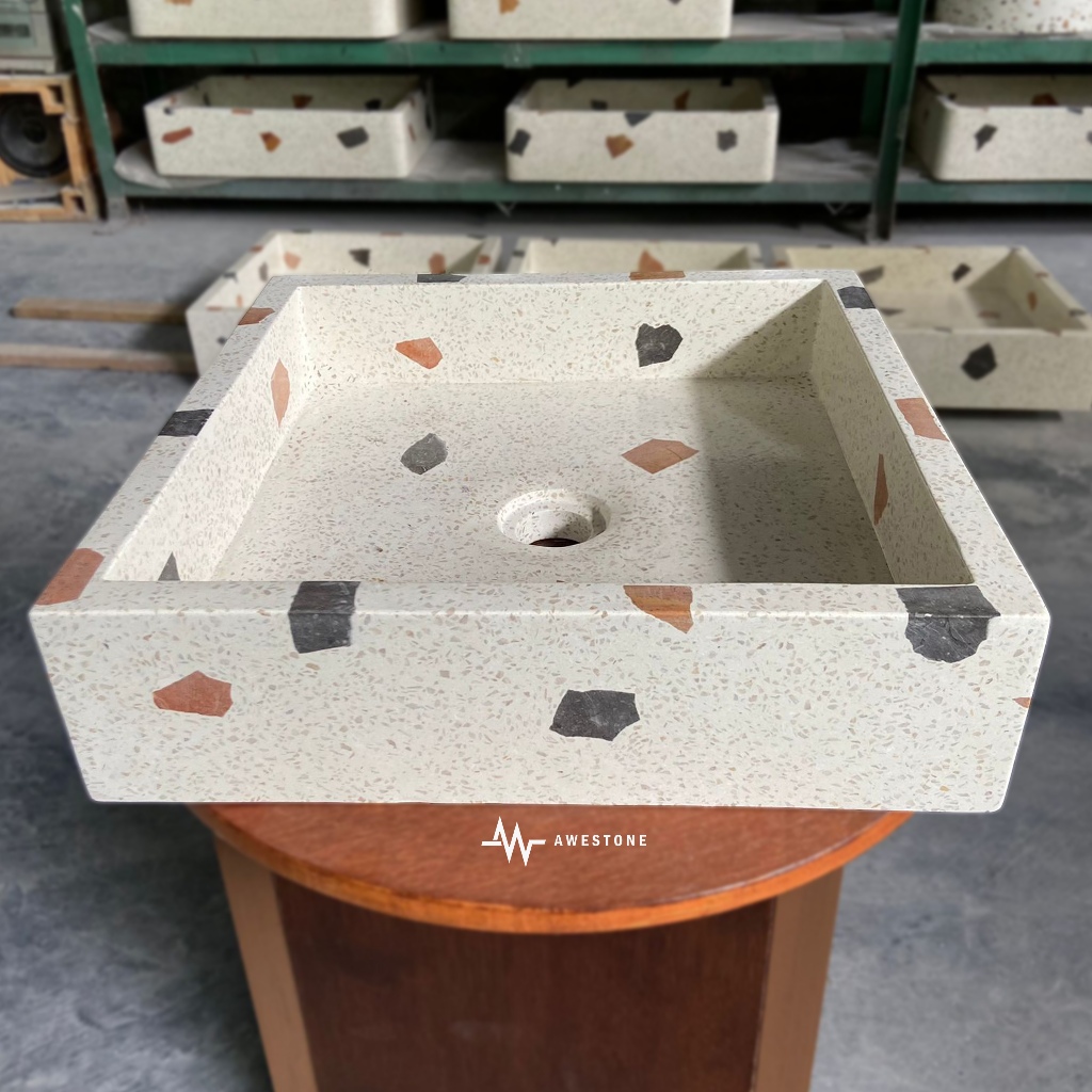 KAYU Square Terrazzo Sink 38cm x 38cm Free Packing Wooden Crate | Wash ...