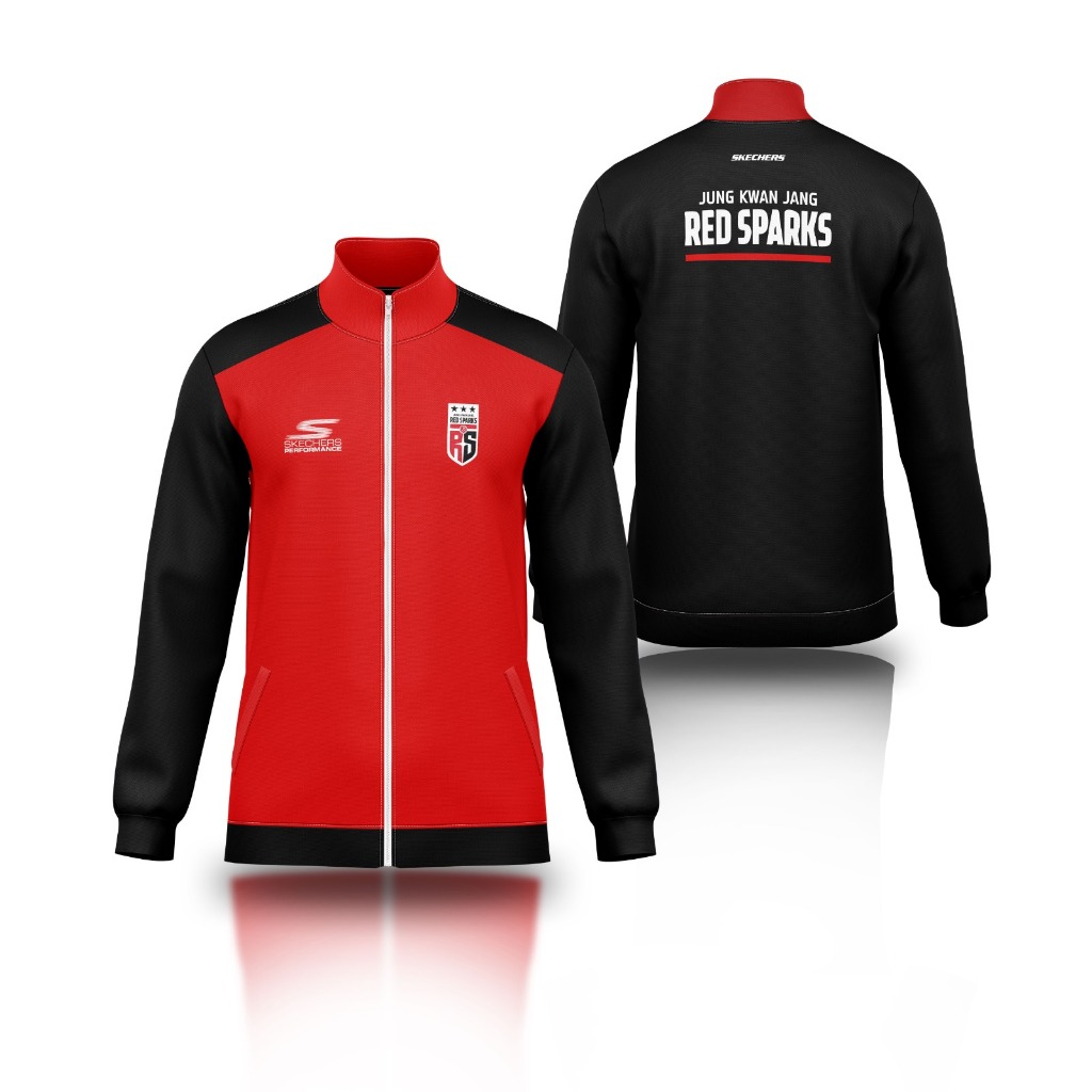 MERAH HITAM Red Sparks Korea Red Sparks Volleyball High Collar Zipper ...