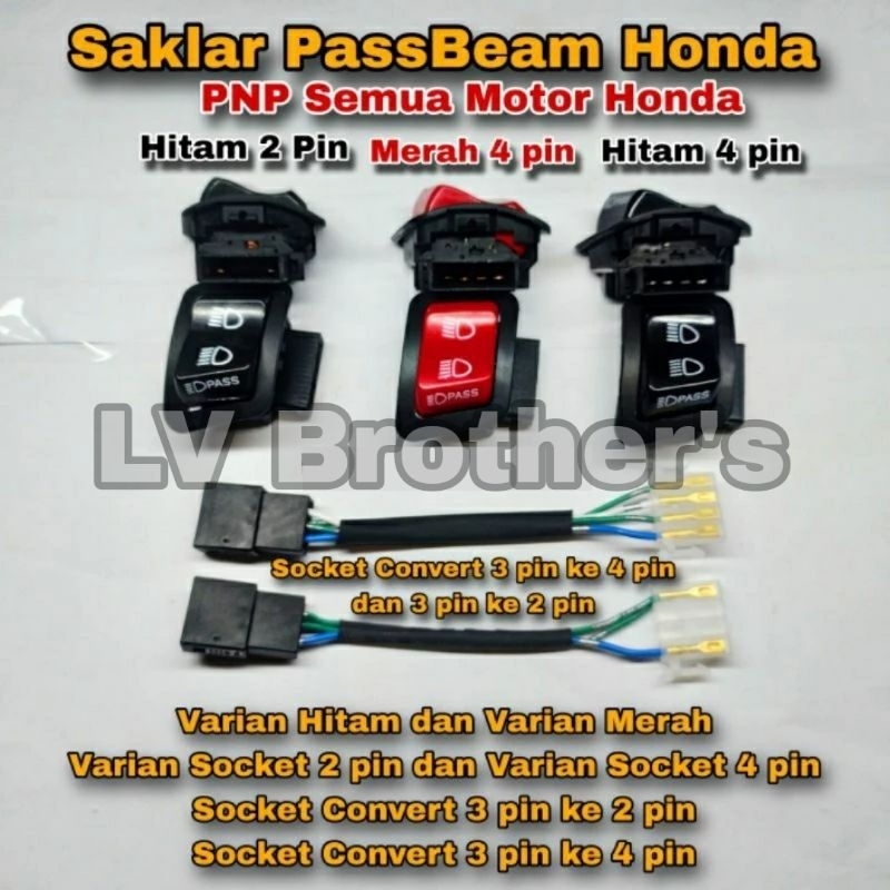 TOMBOL MERAH Dim Switch Button 3 Modes PassBeam Piww Honda Red Vietnam ...