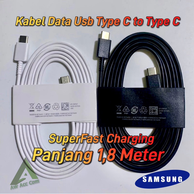Samsung Data Cable 1,8 METER Type C to Type C Super Fast charging Ori ...