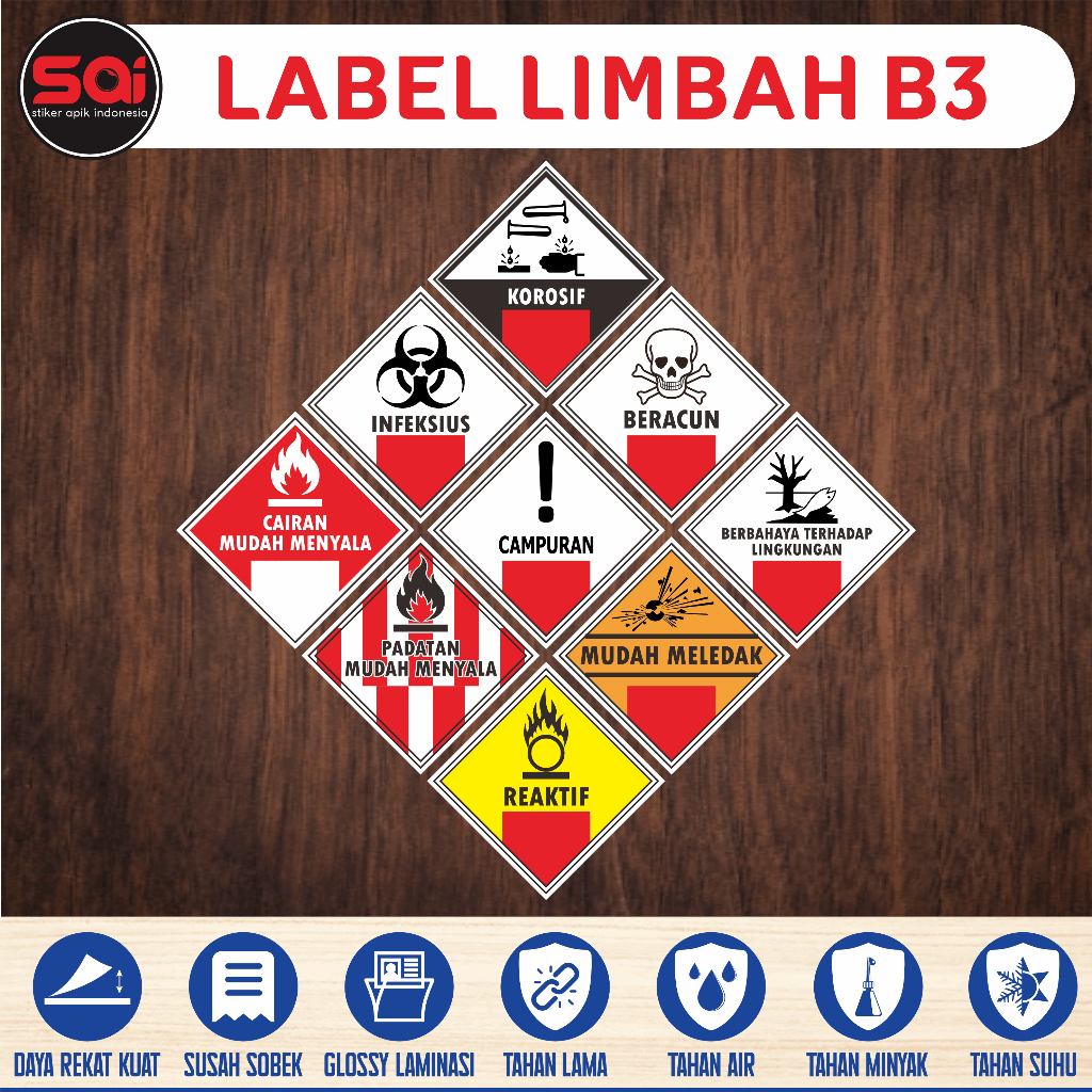B3 Waste LABEL Waterproof vinyl Sticker - Harmful And Toxic Material ...