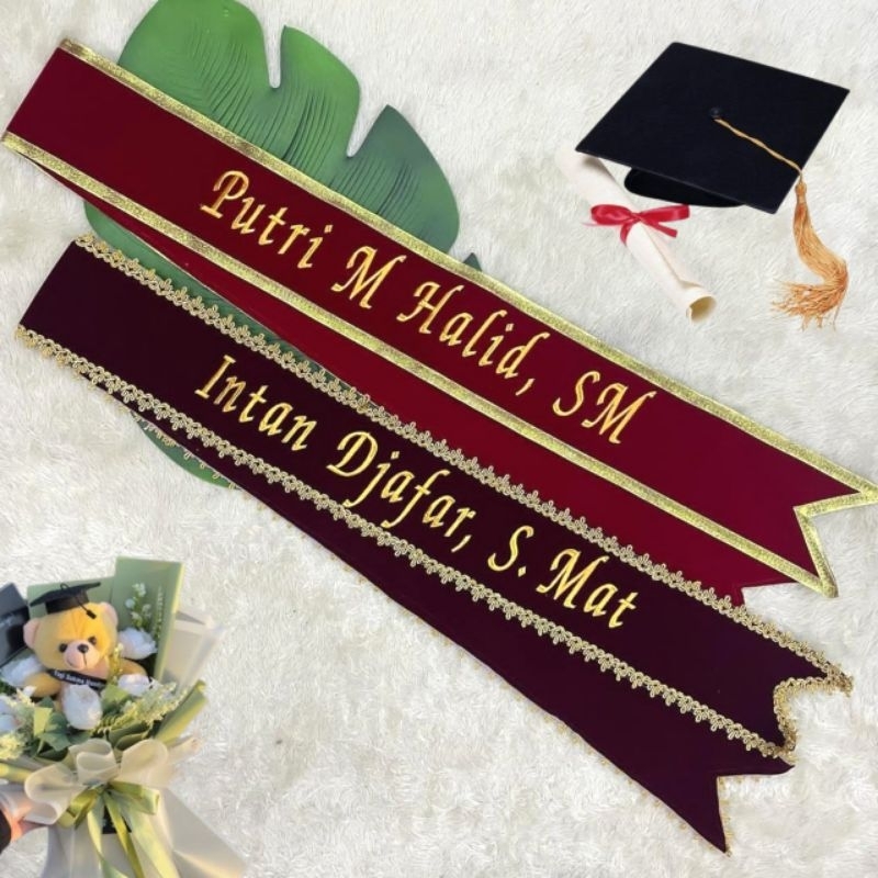 (1Th Anniversary) Computer Embroidered Velvet Graduation Sling | Shopee ...