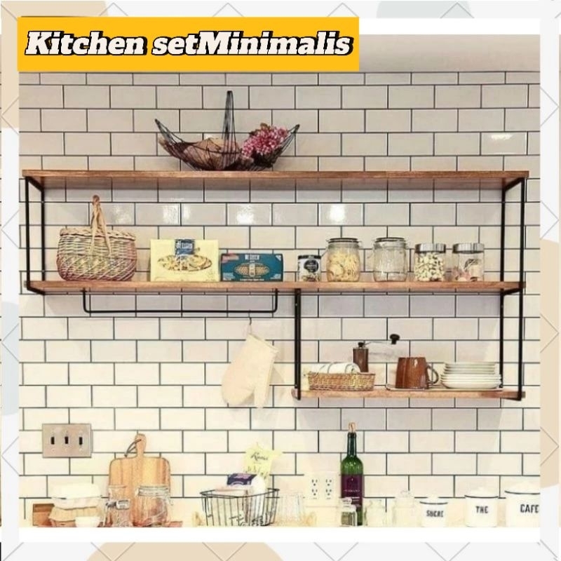 Minimalist Kitchen set Wall shelf Kitchen shelf 20cm wide, 1 meter long ...