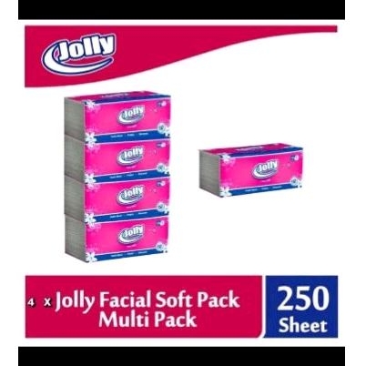 Jolly Soft Facial Tissue Pack 250 sheets contains 4 pcs | Shopee Malaysia