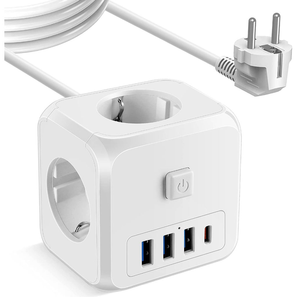 Socket 7 8 in 1 USB Type C Power Plug Cable port 3-hole Plug USBx3 port ...