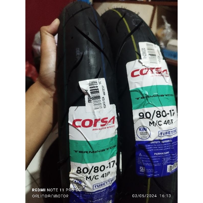Tire set Corsa Terminator Tube type Tiger/Ban Donut set Corsa ...