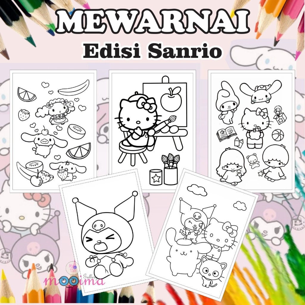 Sanrio kuromi my melody And cinnamoroll Character Coloring Paper ...
