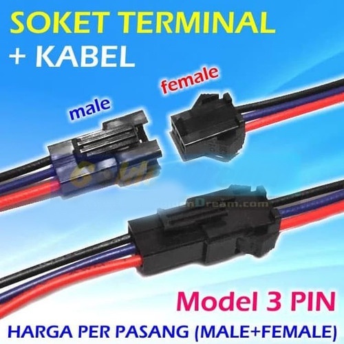 3p Male Female Cable Terminal Socket 3 Pin Connector SM Socket EL DC ...