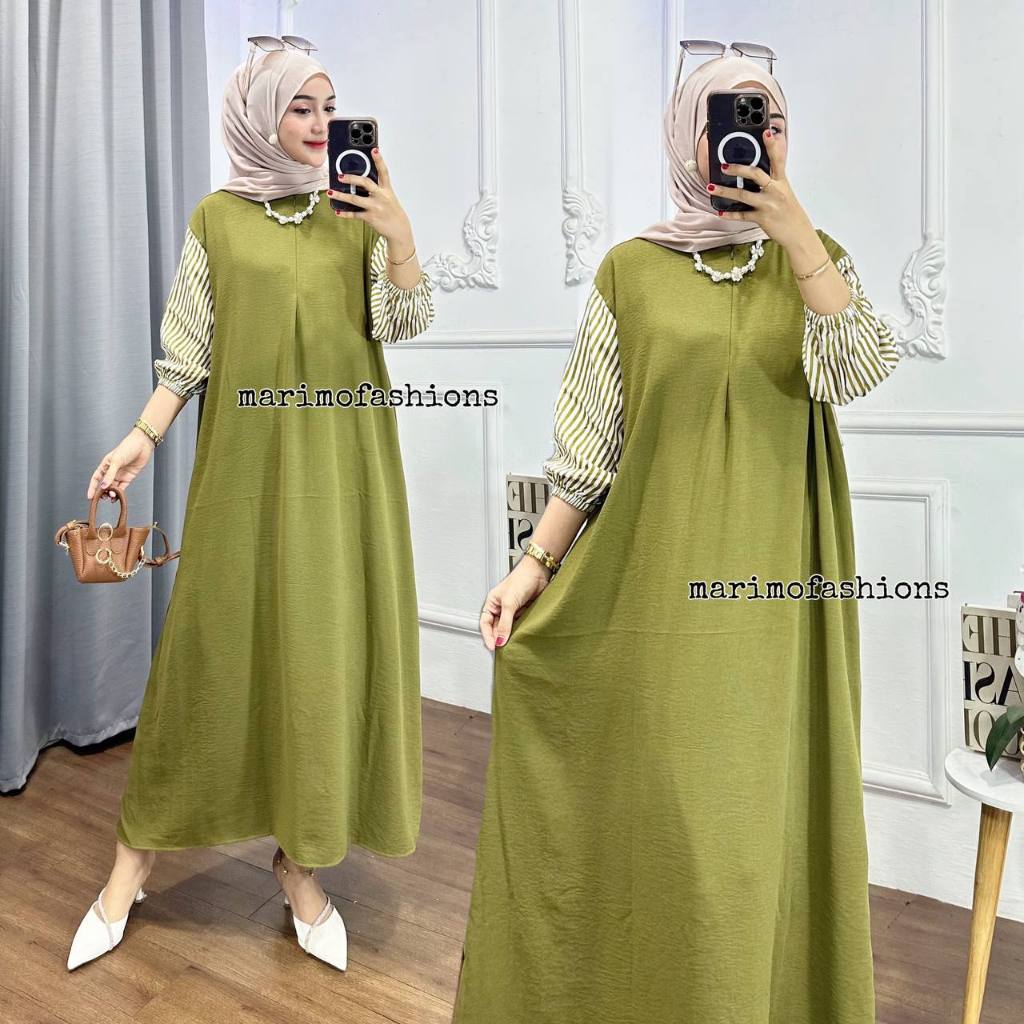 Lisha DRESS GAMIS CRINKLE Combination Of PREMIUM RAYON marimofashions | Shopee Malaysia