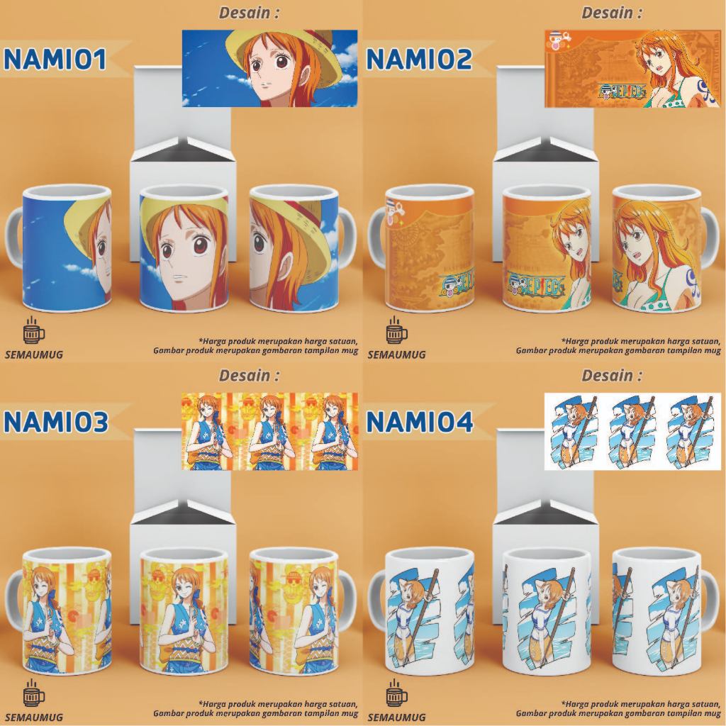 Nami MUG ONE PIECE Gift Gift ANIME HAMPERS Glass Cup CUSTOM PRINT ...
