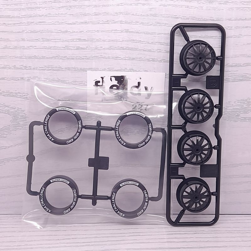 Tamiya Fin Rim Type (Black) PP+Super Hard Tire (Black) w/Lettering AC ...