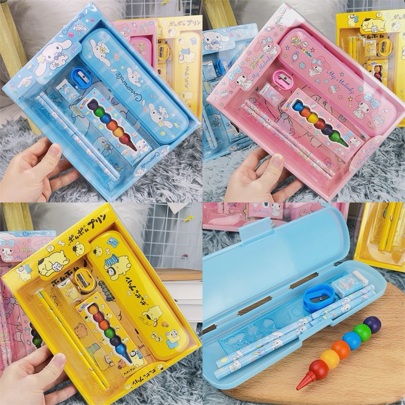 Children's Pencil Box set 7 in 1 Stationery For sanrio School Children ...