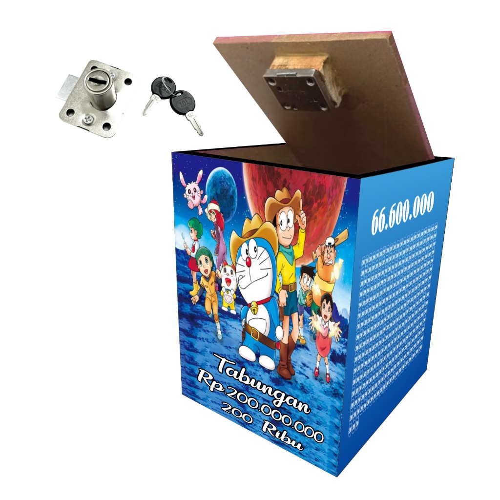 KAYU Wooden Piggy Bank Lock Box Large Size jumbo 200 Million 200 ...