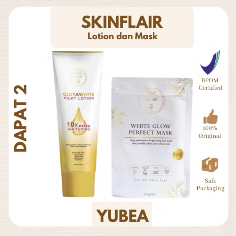 Skinflair GLUTA WHITE MILKY LOTION And WHITE GLOW PERFECT WHITE Mask ...