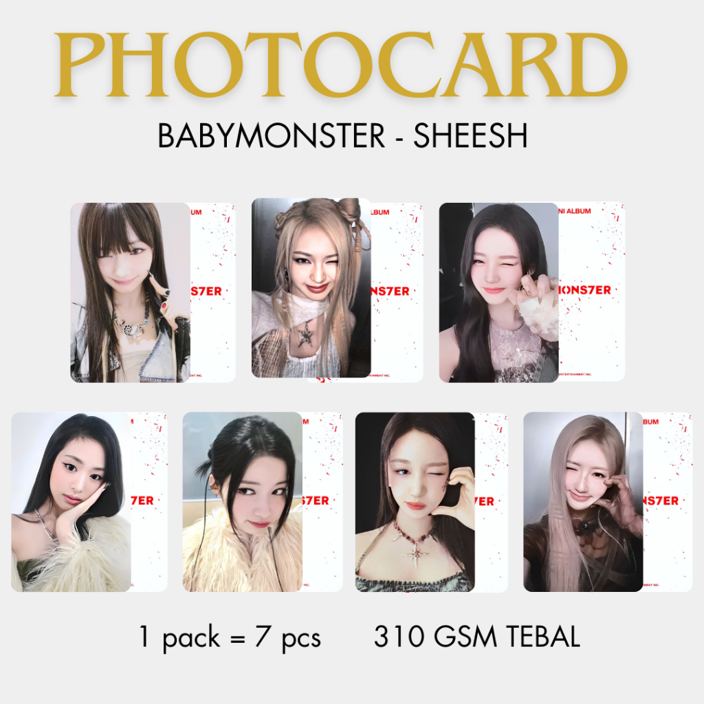 Baby Monster Babymonster photocard (CONTENTS 7 PCS + 2 SIDED LAMINATION) BABYMONS7ER Sheesh POCA ...