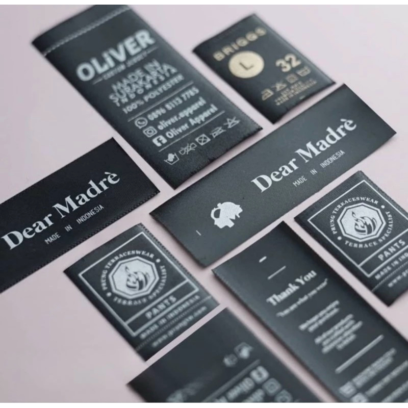 HITAM PUTIH Satin labels/min 200 pcs/FREE DESIGN/black satin labels ...