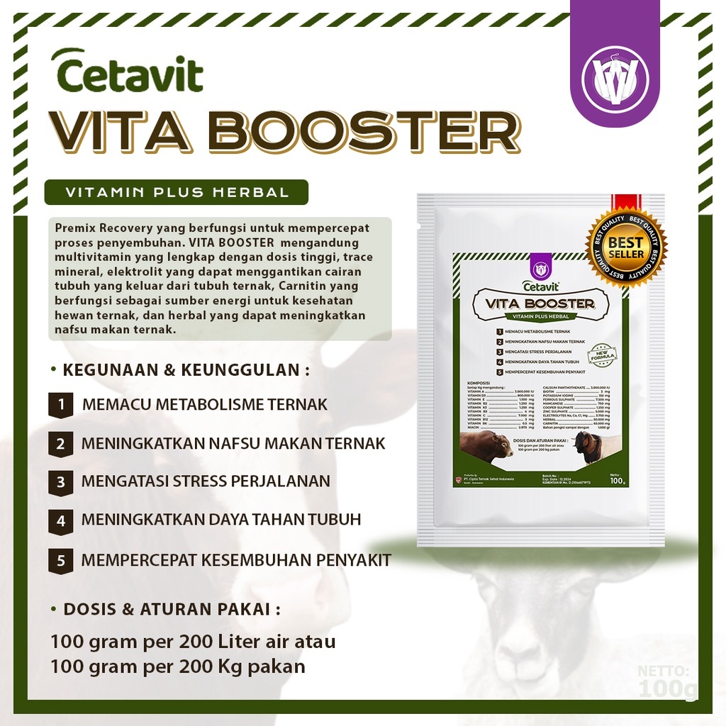 Vita BOOSTER 100 GRAM - High Dose Multi Vitamin for Cows Sheep Goats ...
