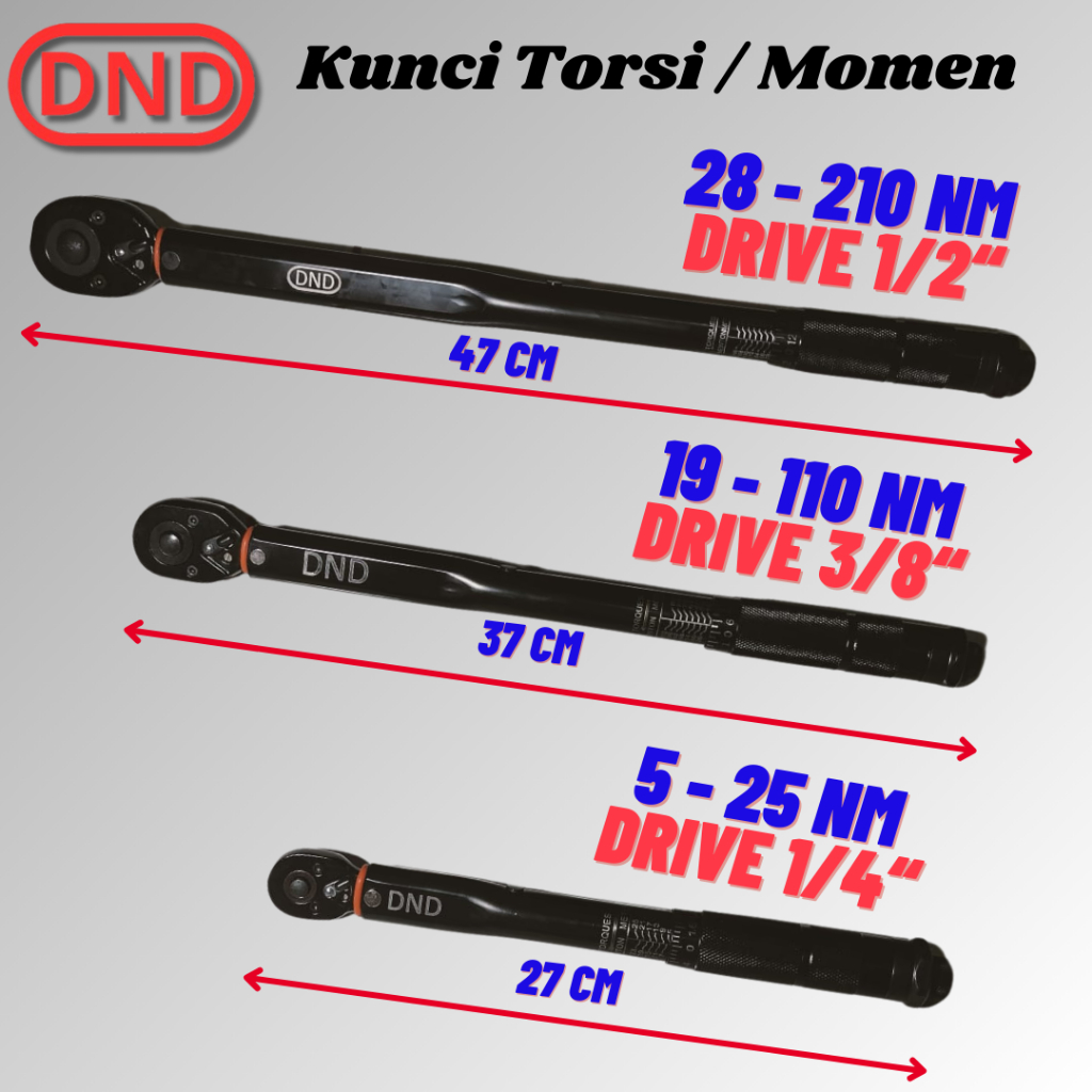 Dnd Torque Wrench Moment Torque Wrench DR 1/2 inch 28-210 Nm Cr-V ...