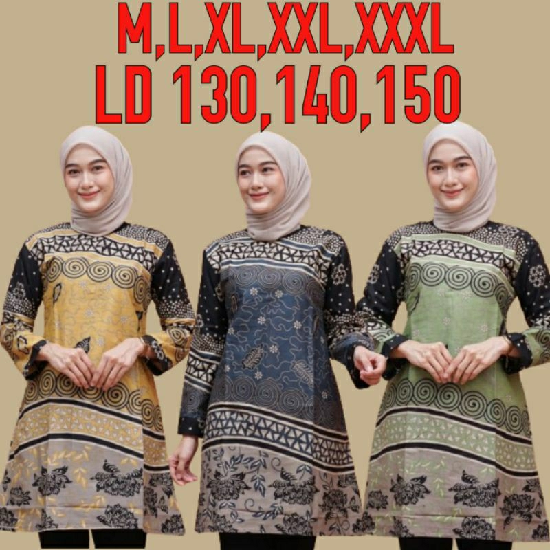 JUMBO BATIK TUNIC LD 150,140,130,120,XXL,XL,L,M,BIG SIZE BATIK TOP ...