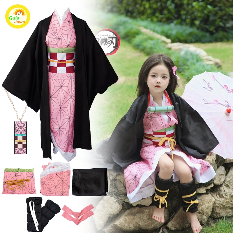 Japanese Anime Cosplay Costume Kids Anime Demon Slayer Kids Nezuko ...