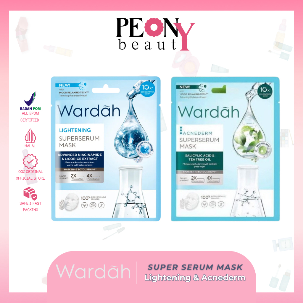 WARDAH SuperSerum Mask Lightening & Acnederm 2x20 ml - Package contains ...