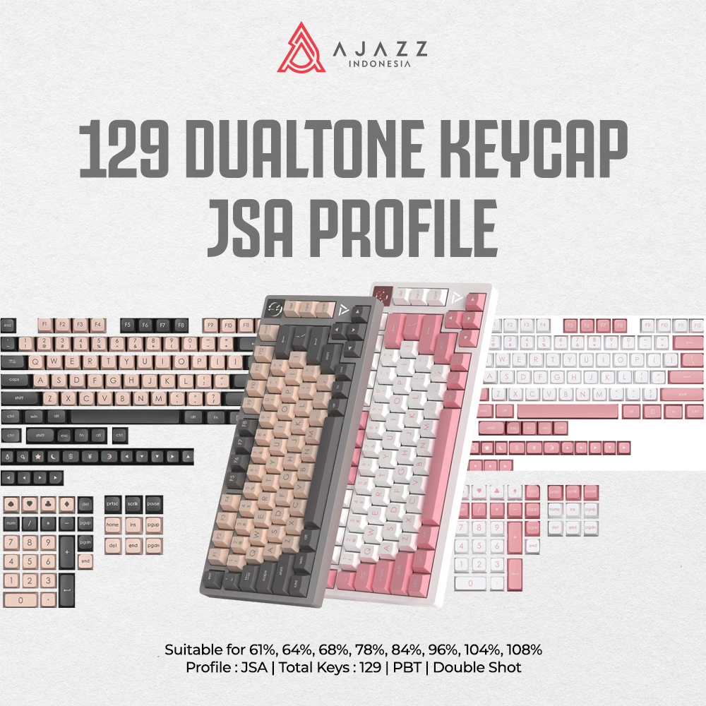 Ajazz PBT Keycaps Dual Tone 129 Keys JSA Profile Double Shoot | Shopee ...