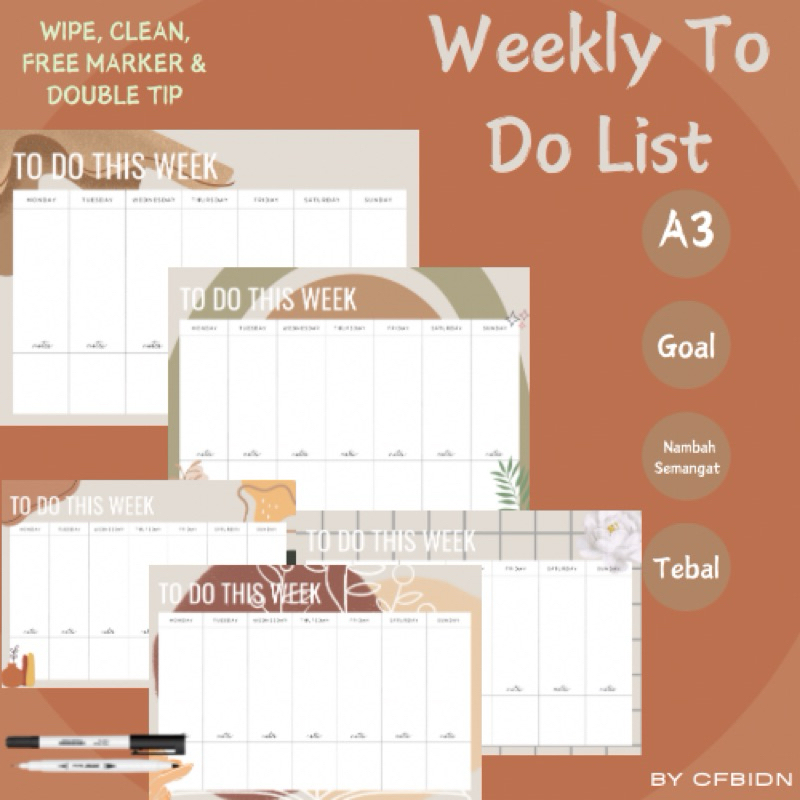 To Do List Weekly Schedule Planner A3 | Shopee Malaysia