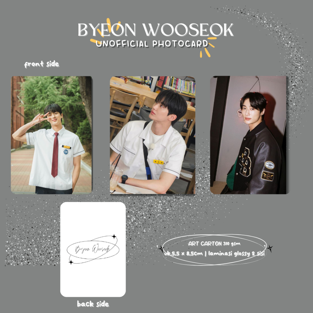 3 PHOTOCARD] BYEON WOOSEOK CHA EUN WOO PHOTOCARD UNOFFICIAL ACTOR ...