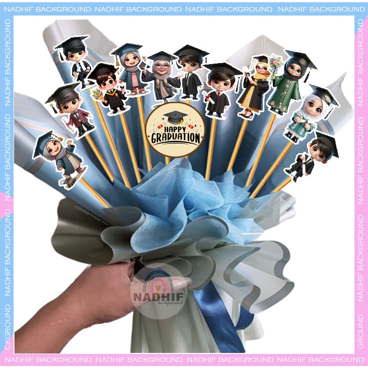 Graduation Topper HAPPY GRADUATION Cake Decoration And Bouquet Of Tille ...