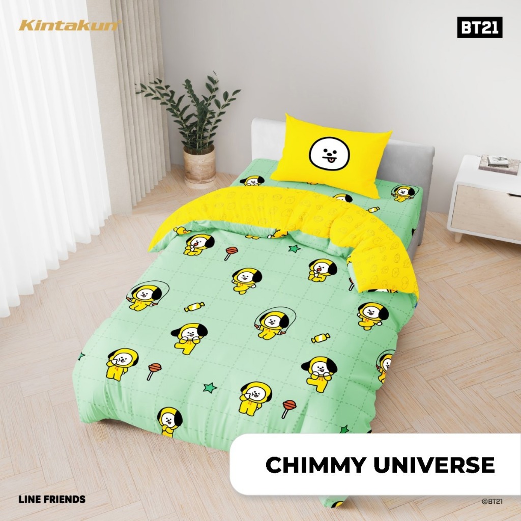 New!! X BT21 Bedcover FLAT+Bed Sheet 120x200cm Height 25cm Chimmy Cooky ...