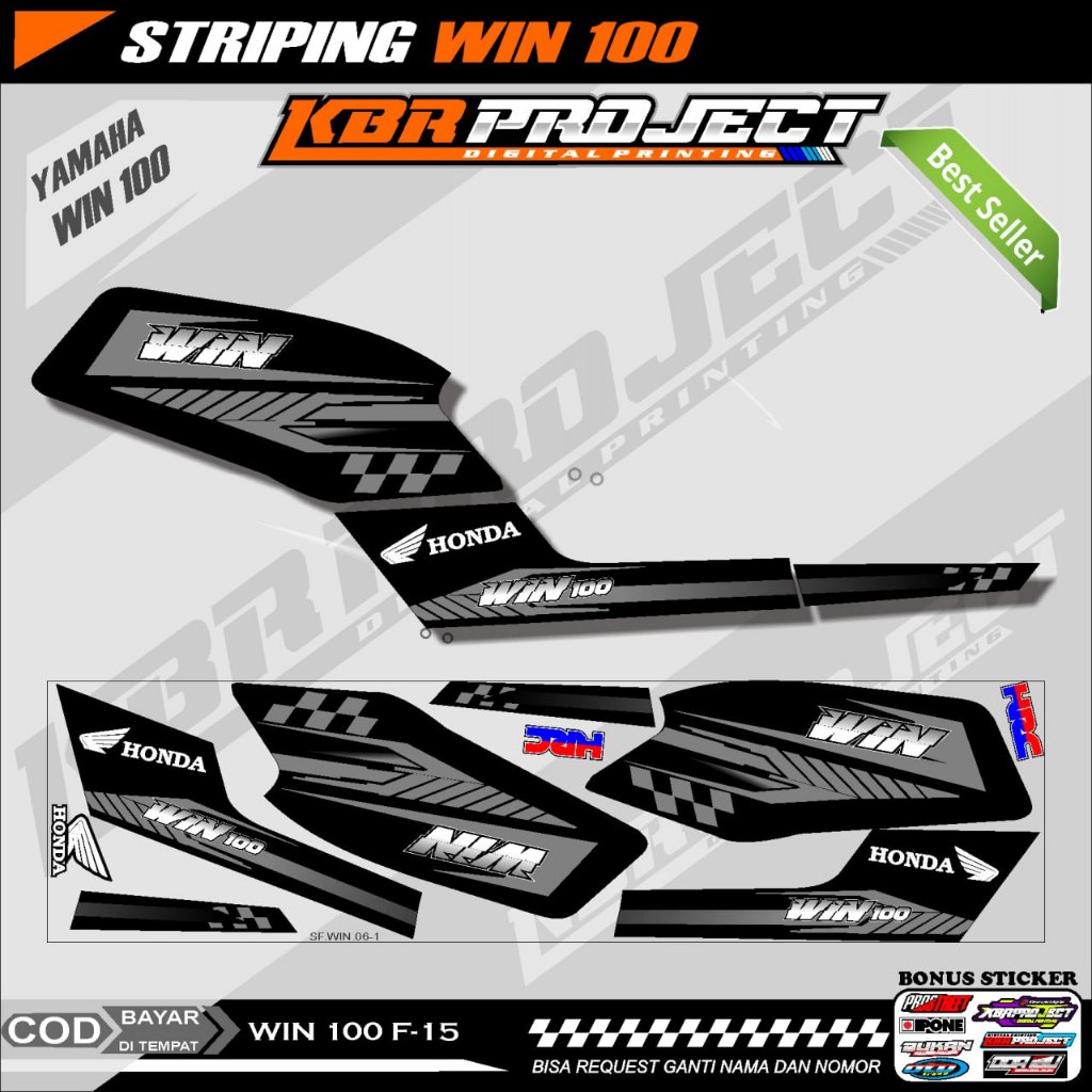 Win 100 Sticker STRIPING PREMIUM Cool Motorcycle Trim Variation WIN 100 ...