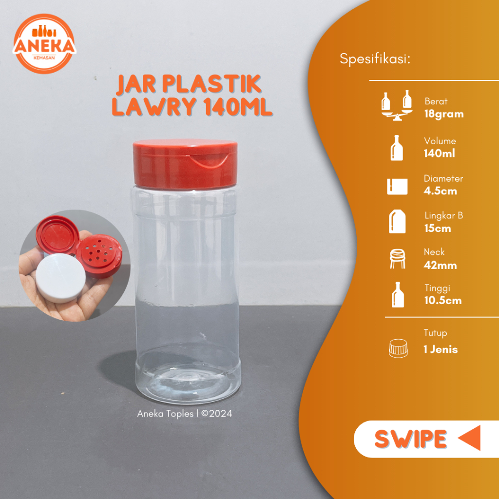 (Per 15pcs) 140ml Plastic Jar 140ml Spice Jar 140ml Pepper Jar 140ml ...