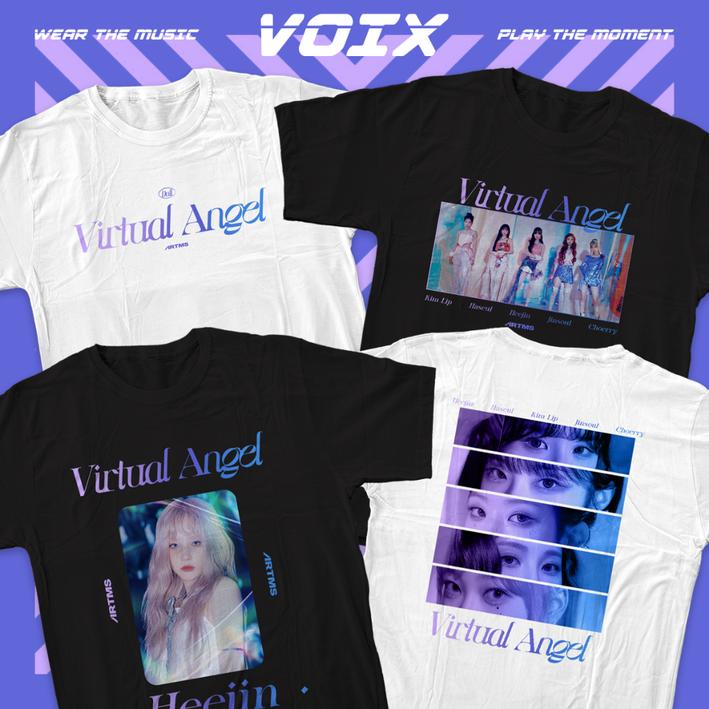 Kpop ARTMS T-shirt " ; Virtual Angel" Tee - Heejin, Haseul, Kim Lip ...