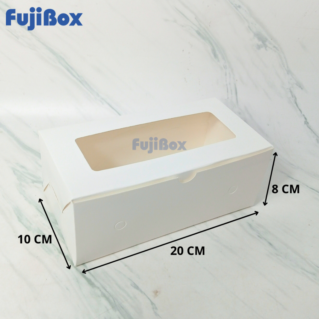 PUTIH (10 Pcs) Fuji Box Ivory Cake Box 10 cm x 20 cm x 8 cm Plain White ...
