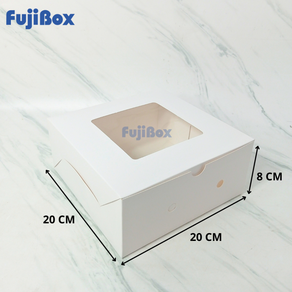 PUTIH (10 Pcs) Fuji Box Ivory Cake Box 20 cm x 20 cm x 8 cm Plain White ...