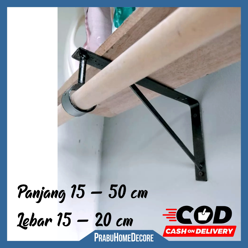 KAYU GANTUNGAN SIKU Wall Pipe Elbow Bracket Wall Mount Wooden Shelf ...