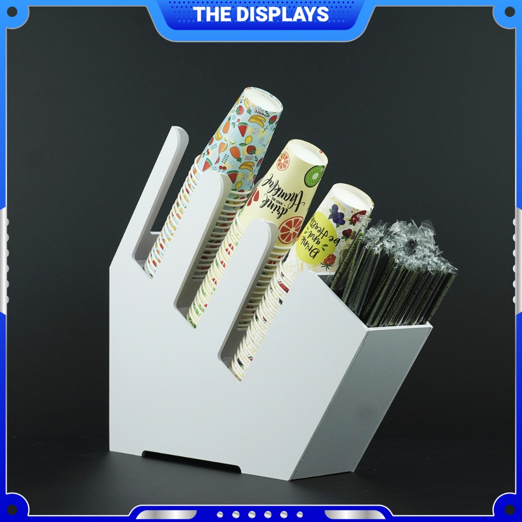 Rack / Rack / Dispenser / Paper Cup Organizer contains 3 slots + Straw ...