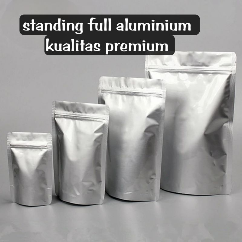 Ziplock STANDING FULL Aluminum Plain PREMIUM/ SILVER Aluminum Packaging ...