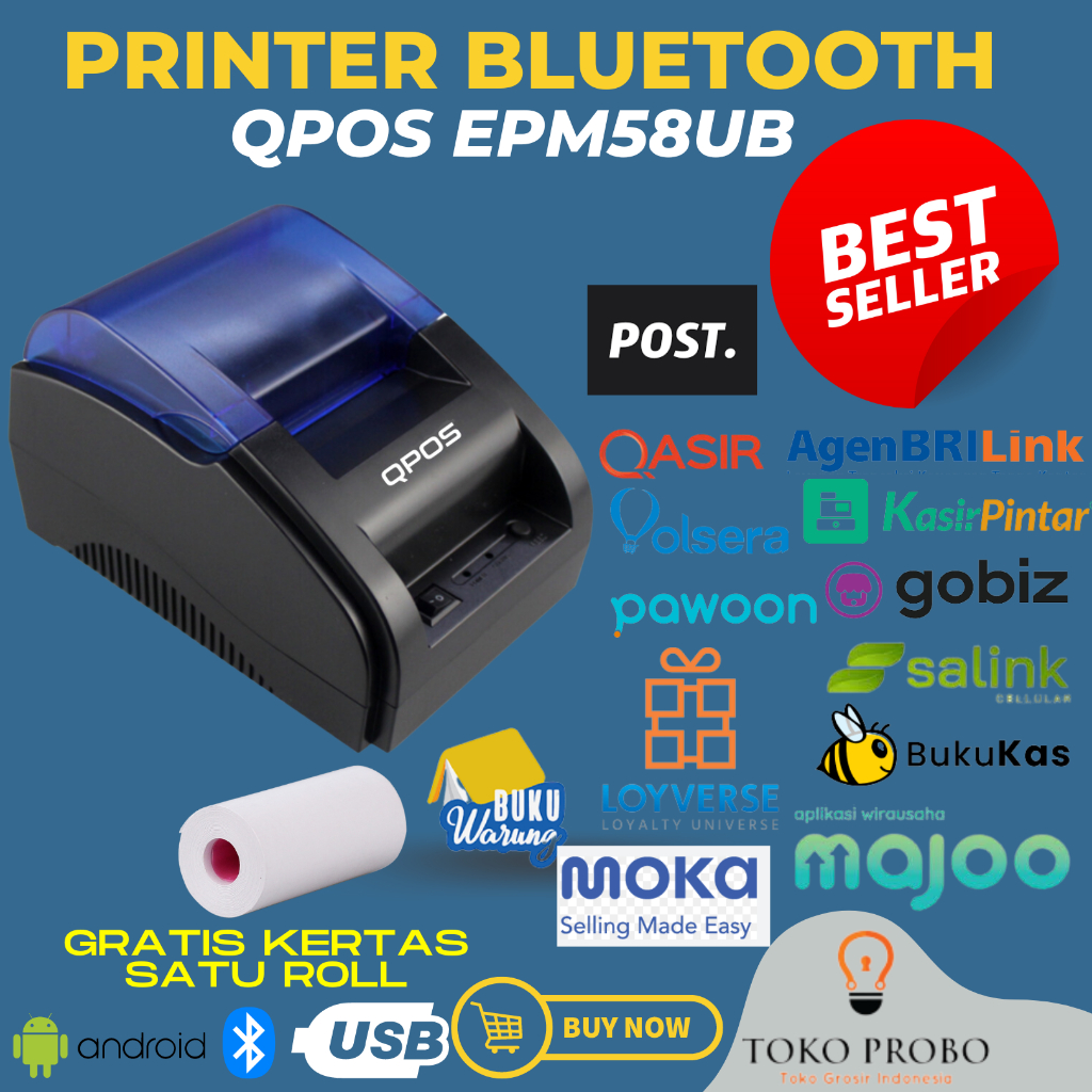 58mm Thermal POS Cashier BLUETOOTH Printer QPOS 58mm EPM58UB - USB BLUETOOTH | Shopee Malaysia