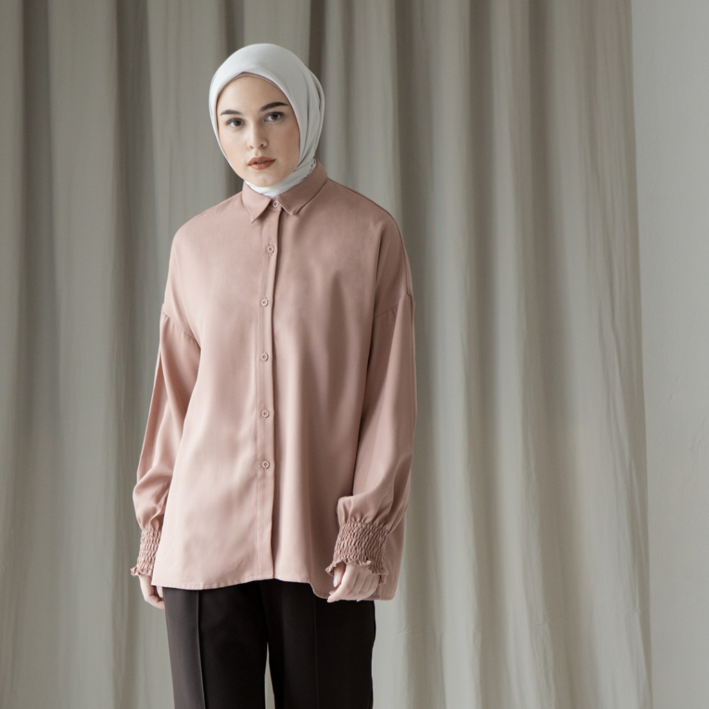 KEMEJA HITAM Tenara by Aska Label - Women's Shirt Long Sleeve Tops Women's blouse dusty pink ...